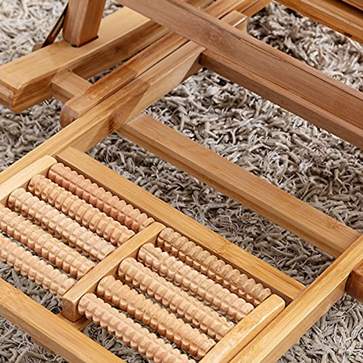 Lounge Chair, Wood Rocking Chair - Foldable Patio Rocker Bench with Pad, Adjustable Recliner for Garden Backyard (Color : with Brown Cushions, Size : with Blue Cotton Pad)