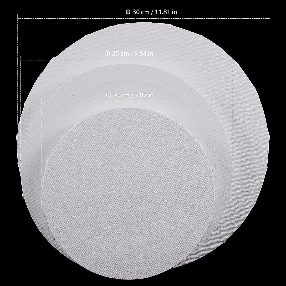 ZEONHAK 9 Pack 8, 10, 12 Inches Stretched White Blank Canvas, Professional Round Stretched Painting Canvas, Blank Stretched Canvas for Oil and Acrylic Paints, Acrylic Pouring