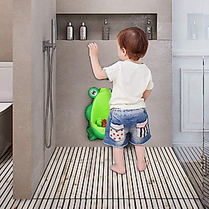 Frog Potty Training Urinal with Drain Tube for Boys Toddler, Tomorotec Kids Urinal Trainer with Funny Aiming Target Green