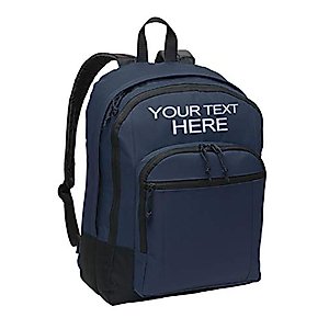 Personalized Customized Basic Classic Navy College Backpacks - Add Your Embroidered Name