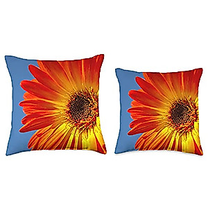 TAYEGU Daisies Flowers Floral Orange Gerber Floral Flowers Daisies Gerbera Throw Pillow, 16x16, Multicolor