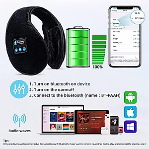 JOYSICAL Wireless Earmuffs, Headphones Earmuffs for Sleep, Wireless Earphone, Ear Warmers, Winter Bluetooth Ear Muffs, Womens Ear Muffs, Headphones Men's Women Winter Music Muff (Black)