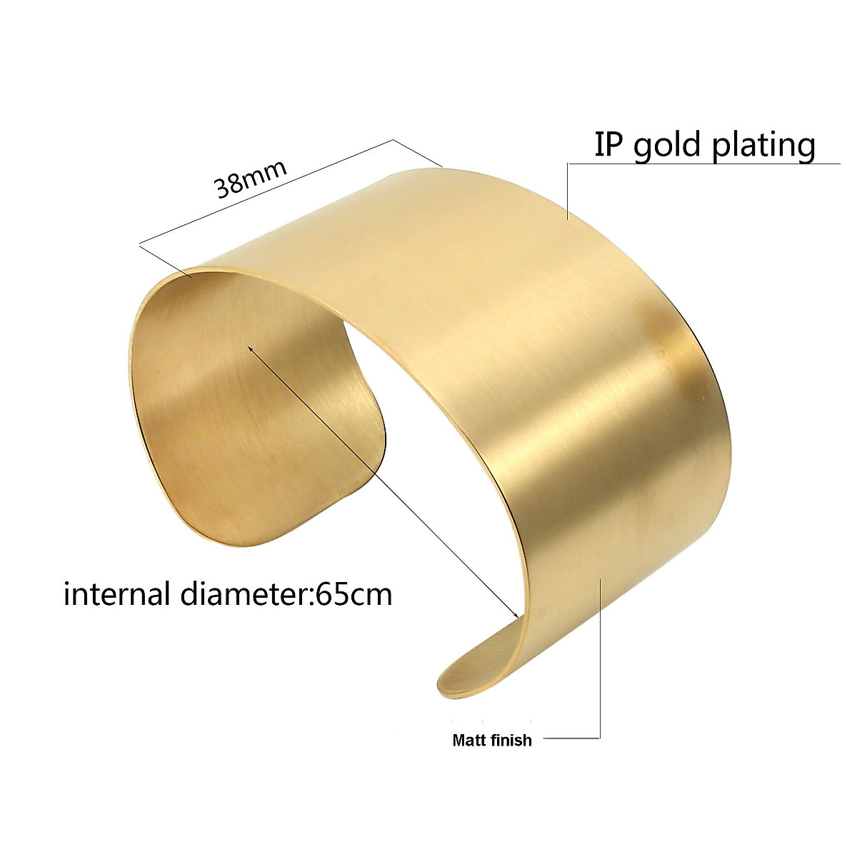 COUYA Gold Plated Wide Matt Cuff Bangle Bracelets for Women Blank Satin Bracelet Wristband Adjustable Size