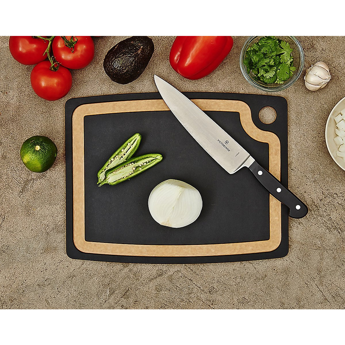 Epicurean Gourmet Series Cutting Board with Juice Groove 14.5-Inch by 11.25-Inch, Slate/Natural