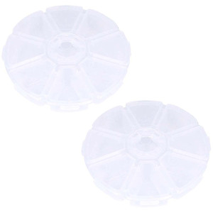 lasenersm 2 Packs Diamond-Paint-Art Storage Box 8 Grids Diamond-Paint-Art Container Plastic Round Bead Storage Containers Jewelry Organizer Storage Container Nail Art Storage Case, Transparent