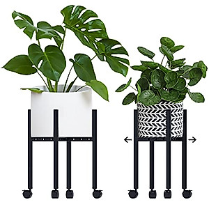 BOIVSHI Adjustable Plant Stand, Plant Stand Fit 9 to 12 Inches Pots, Metal Planter Stand with Detachable Wheels, Suitable for Balcony, Patio, Garden, 1 Pack