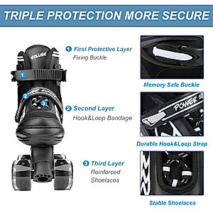 Kids Roller Skates for Boys and Girls, Women and Men, 4 Size Adjustable Adult Kids Roller Skates Outdoor Indoor, Patines para Niñas Niños with Light up Wheels Large Size