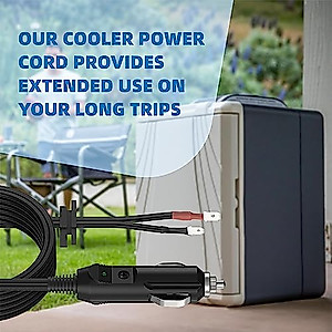 Upgrade 12V Thermoelectric Cooler Power Cord Adapter Replacement for Coleman Thermoelectric Cooler, for Coleman Electric Cooler Adapter, 8 ft Cooler Cord w/Fuse, Plug-in Car Cooler Power