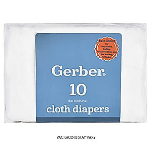 Gerber Birdseye Flatfold Cloth Diapers, White, 24x27 Inch (Pack of 10)