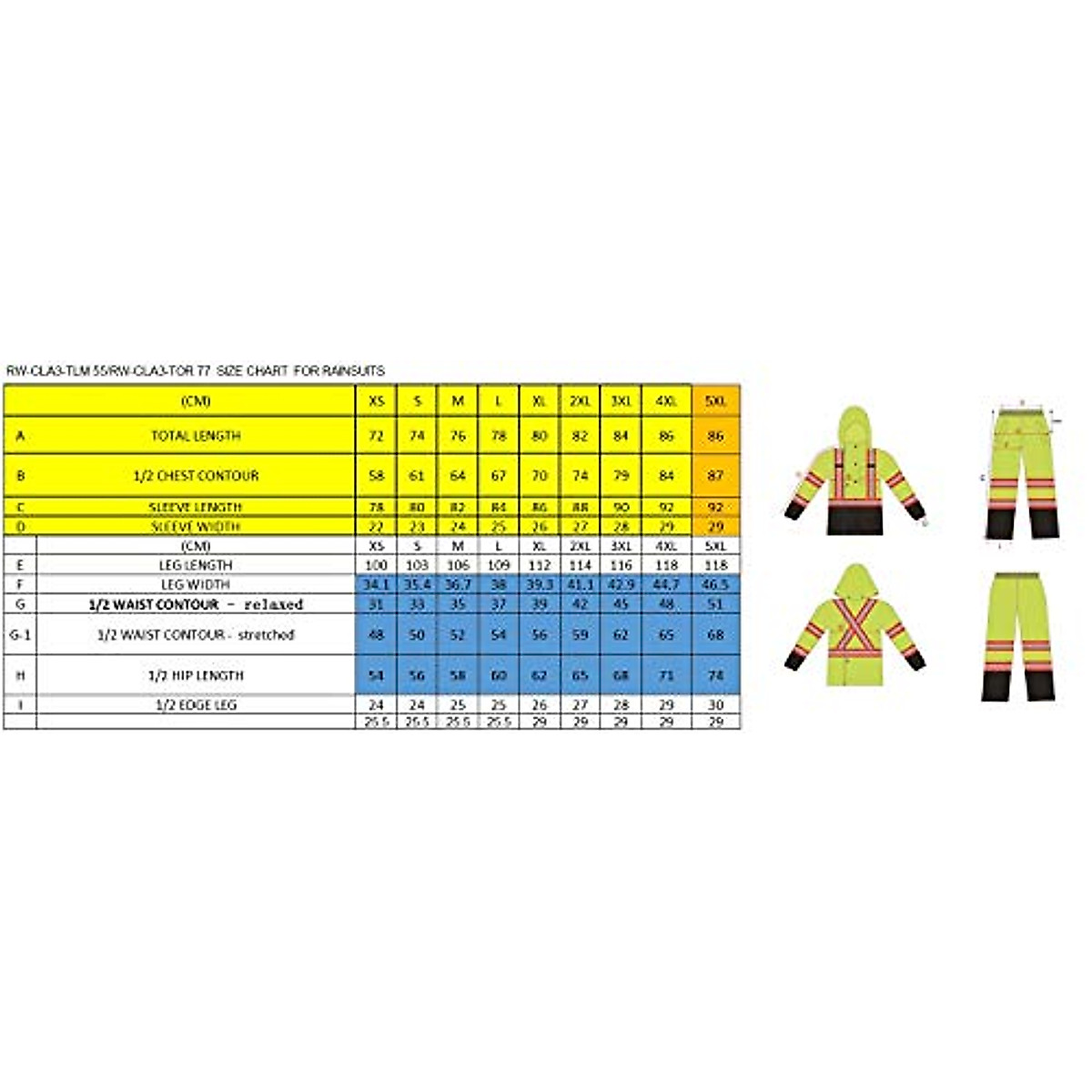 New York Hi-Viz Workwear RK Safety RW-CLA3-TLM55 Class 3 Rain suit, Jacket, Pants High Visibility Reflective Black Bottom with X pattern (Large, Lime)