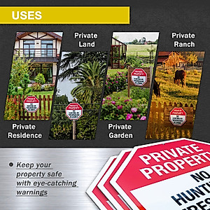 KOTTO Posted Signs No Trespassing No hunting signs, Posted Signs No Hunting or Trespassing Signs, Heavy Duty, Weather Resistant, 6 Pack 12" Rustproof Aluminum Posted Signs