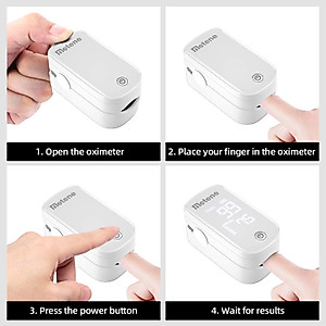 Metene Pulse Oximeter Fingertip, Blood Oxygen Saturation Monitor with Accurate Fast Spo2 Reading Oxygen Meter, Oxygen Monitor with Lanyard and Batteries (White)