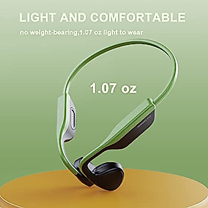 Bone Conduction Headphones Waterproof IPX8 Underwater Swimming Open Ear Earphones for iPhone Android Workout Bluetooth Over Ear Phones Built-in Microphone Headset for Running Swim Cycling Gym Green