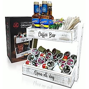 Kraft Kitchen 2 Tier Coffee Bar Organizer - Coffee Station Organizer for Countertop - Coffee Bar Accessories and Organizer - Coffee Organizer Station - Coffee Bar Decor - Coffee Bar Essentials