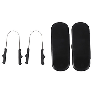 2 Sets Stainless Steel Scraper Medical Grade Reusable Cleaning Tool with Storage Case for Women Adults Kid Men (Black)