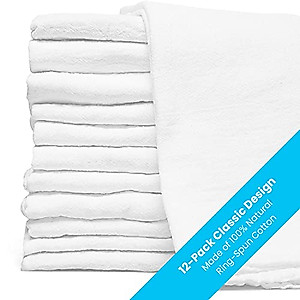 Zeppoli Flour Sack Towels -12-Pack - 28" x 28" 100% Cotton Linen Kitchen Towels - Absorbent Flour Sack Dish Towels - White Tea Towels for Kitchen - Ring Spun Cotton White Dish Drying Towels