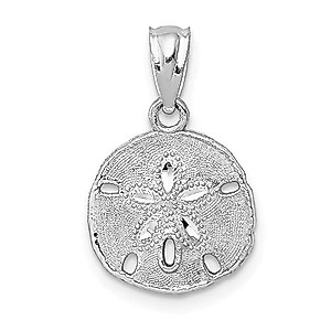 IceCarats 14K White Gold Sand Dollar Sea Star Starfish Necklace Charm Pendant 19mm x 11mm Only