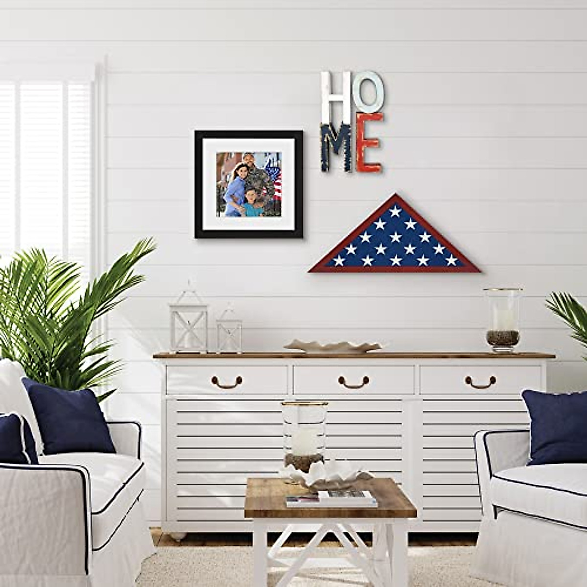 Americanflat Small Flag Case Frame - Mahogany Style Wrapped MDF Wood - Use as Small 3x5 Folded Flag Display Case - Memorial Flag Display Case for Table or Wall Display with Hanging Hardware Included