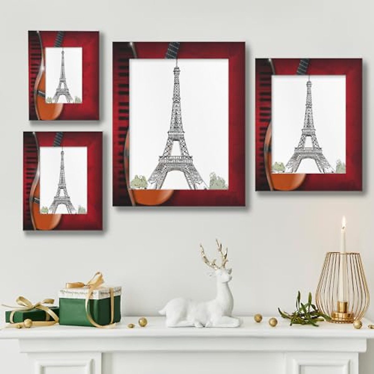 Yzrwebo Music Guitar Piano 4x6 Picture Frame Red Rose Wood Photo Frames High Transparent Horizontal and Vertical Tabletop Display or Wall Mounting for Family Home Gallery Office