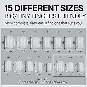 AILLSA Extra Short Square Nail Tips - Upgraded Matte Squoval Soft Gel Full Cover Nail Tips No Filed, Pre-shaped Acrylic False Gelly Nail Tips for DIY Press On Nails 240 PCS 15 Sizes With Gift Box