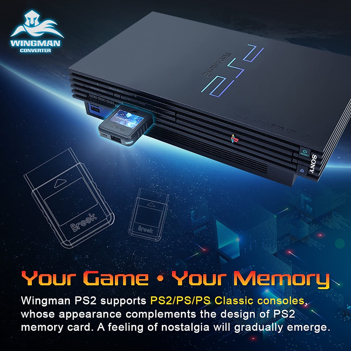 Brook Wingman PS2 Converter for X Box 360/X Box One/XSX|S/X Box Elite 1&2/PS5/PS4/PS3/Switch Pro Controller to PS2/PS/PS Classic