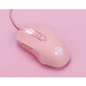 FIRSTBLOOD ONLY GAME. AJ52 Watcher RGB Gaming Mouse, Programmable 7 Buttons, Ergonomic LED Backlit USB Gamer Mice Computer Laptop PC, for Windows Mac OS Linux, Pink