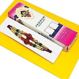 Set of Two Rudraksha Rakhi Thread. Raksha bandhan Gift for your Brother Vary Color and Multi Design