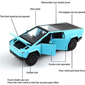 1/32 Toy Trucks Pickup Off-Road Vehicle Alloy Car Model Diecast Metal Toy Truck Model Simulation Sound Light Gifts for boy Girl. (Blue)