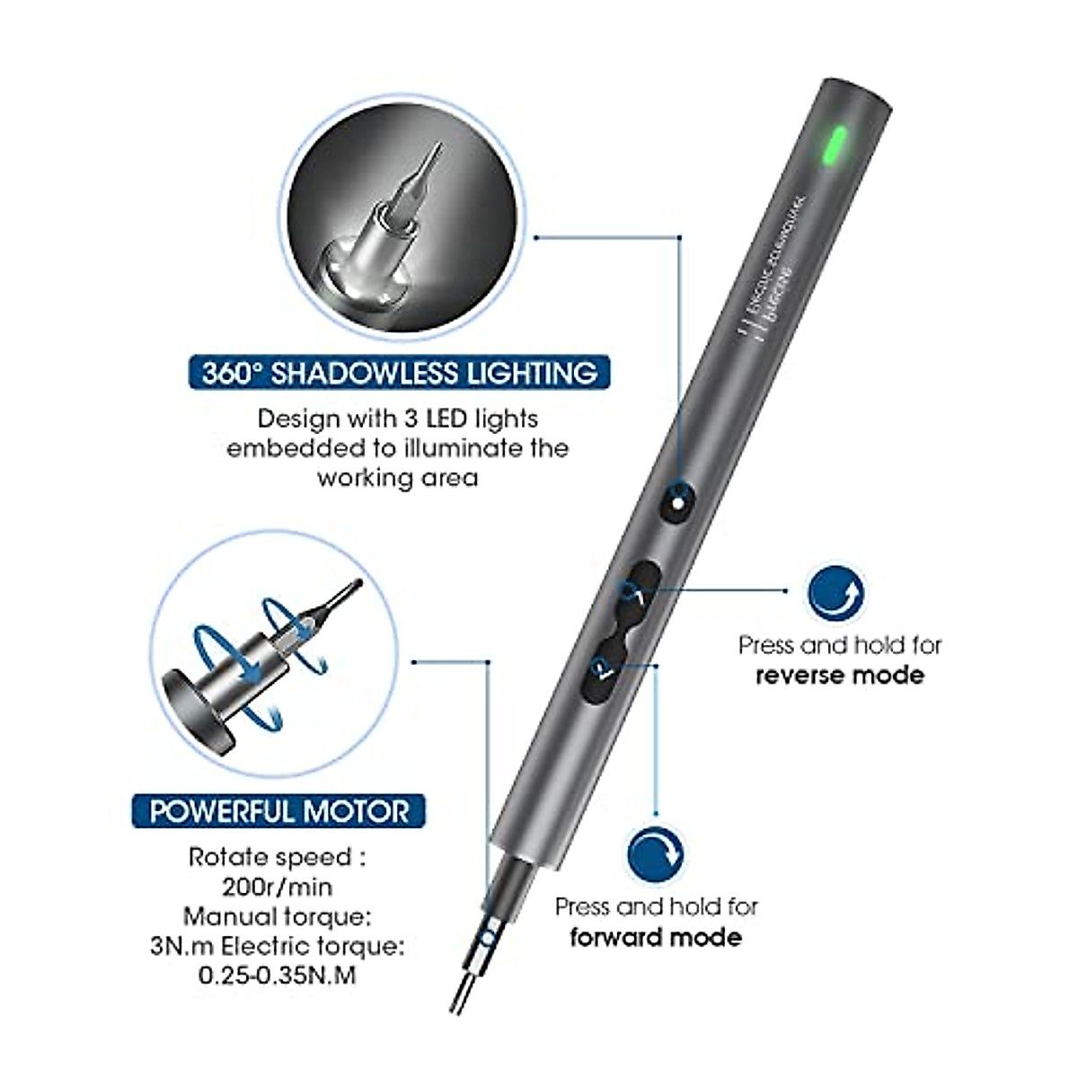 Kingsdun Mini Electric Screwdriver, 62 in 1 Cordless Precision Power Screwdriver with 48 Bits, Rechargeable Electrical Screwdriver Repair Tool Kit with LED Lights Magnetic Mat for Phones PC Laptops