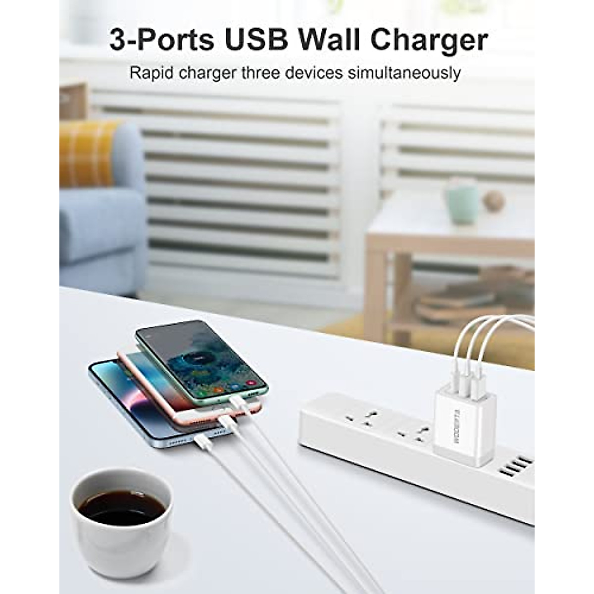 USB C Wall Charger, WODENTA 2Pack 32W 3Port Fast USBC Charger Block PD Power Adapter Type C Charging Brick Cube Plug for iPhone 14 13 12 Pro Max Mini 11 XS X 8, iPad, Samsung, Google, Tablet, Android