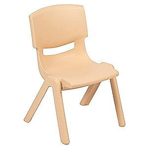 Flash Furniture 23.625"W x 47.25"L Rectangular Natural Plastic Height Adjustable Activity Table Set with 6 Chairs