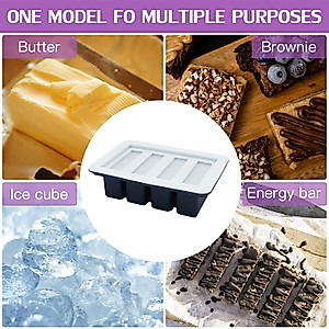 Silicone Butter Mold Tray with Lid, Rectangle Mold Tray for Butter, Pudding, Soap, Chocolate, Cheesecake, Ice Cube Bar (Black with transparent lid)