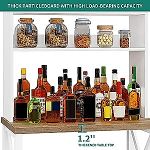 YITAHOME White Microwave Stand Bakers Rack Cabinet, Farmhouse Freestanding Small Kitchen Pantry Hutch Tall w Doors Power Outlet Thickened Counter, Coffee Bar Storage Shelves