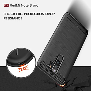 CruzerLite Case Compatible with Xiaomi Redmi Note 8 Pro Case, Carbon Fiber Texture Design & Leather Texture Back Cover Anti-Scratch Shock Absorption Case Made for Xiaomi Redmi Note 8 Pro (Black)