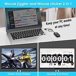 Cloudeck Mouse Jiggler Undetectable for Computer, USB Mouse Mover, Gaming Automatic Continuous and Assistive Click Device, Plug & Play, Simulate Mouse Pointer Movement to Prevent PC Going Sleep