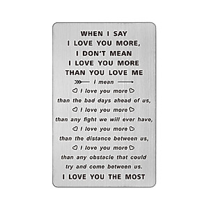 TANWIH When I Say I Love You More Wallet Card, I Love You Gifts for Him Her, Anniversary Cards Gift for Men Husband, Sentimental Long Distance Presents