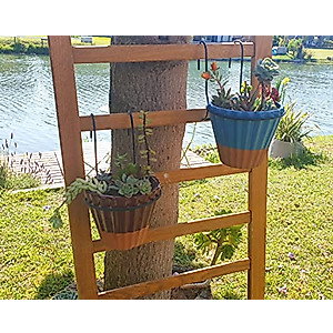 6 Pieces, 6 inches Iron hanging Flower Pot. Metal Plant Wall Hanger, Vertical Garden. Planter Hook Ring, Rail Metal Fence. Indoor and Outdoor. Yard Garden. Wire Trellis. Collapsible Bracket.