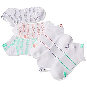 PUMA Women's 6 Pack Low Cut Socks, White/Light Purple, 9-11