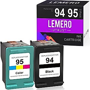 LEMERO UTRUST Remanufactured Ink Cartridge Replacement for HP 94 95 use with HP OfficeJet 100 H470 7310 7410 150 7210 Photosmart 8150 8450 2710 DeskJet 460 6540 9800 Printer (Black Tri-Color, 2-Pack)