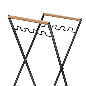 Colcolo Folding Trash Can Stand Trash Rack Waste Sorting Rubbish Storage Metal Frame Garbage Bag Holder Leaf Bag Rack for Camping Yard Kitchen, Black