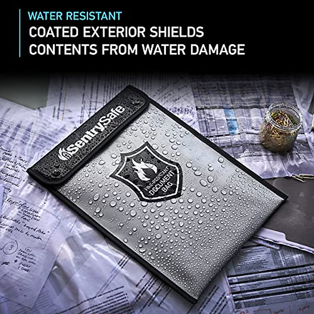 SentrySafe Fire and Water Resistant Bag with Zipper for Documents, 1.5" x 11" x 15", FBWLZ0