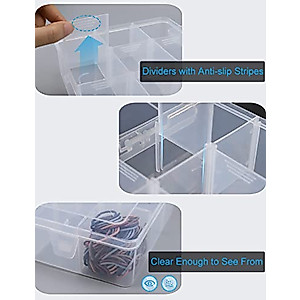 Hlotmeky Plastic Organizer Box with Dividers Bead Organizer 15 Large Grids Tackle Box Organizer Clear Snackle Box Container