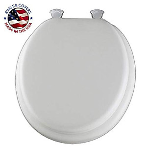 Mayfair 815EC 000 Removable Soft Will Never Loosen Toilet Seat, 1 Pack Round - Premium Hinge, White