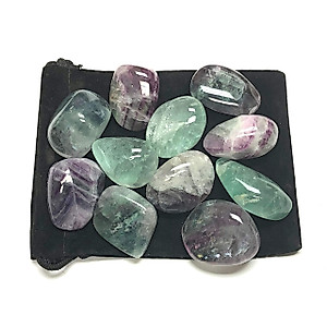 Zentron Crystal Collection: Natural Grade A Large Tumbled Rainbow Fluorite - Polished Authentic Wholesale Gemstones for Healing, Wicca, Reiki (1/2 Pound)