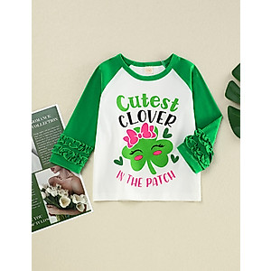 St. Patrick's Day Tees Toddler Baby Girls T-Shirt Lucky Shamrock Long Sleeve ST. Patrick's Day Tops