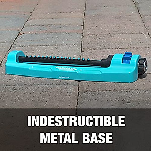 Aqua Joe SJI-OMS16 Indestructible Metal Base Oscillating Sprinkler with Adjustable Spray, 3600-Square Foot Coverage