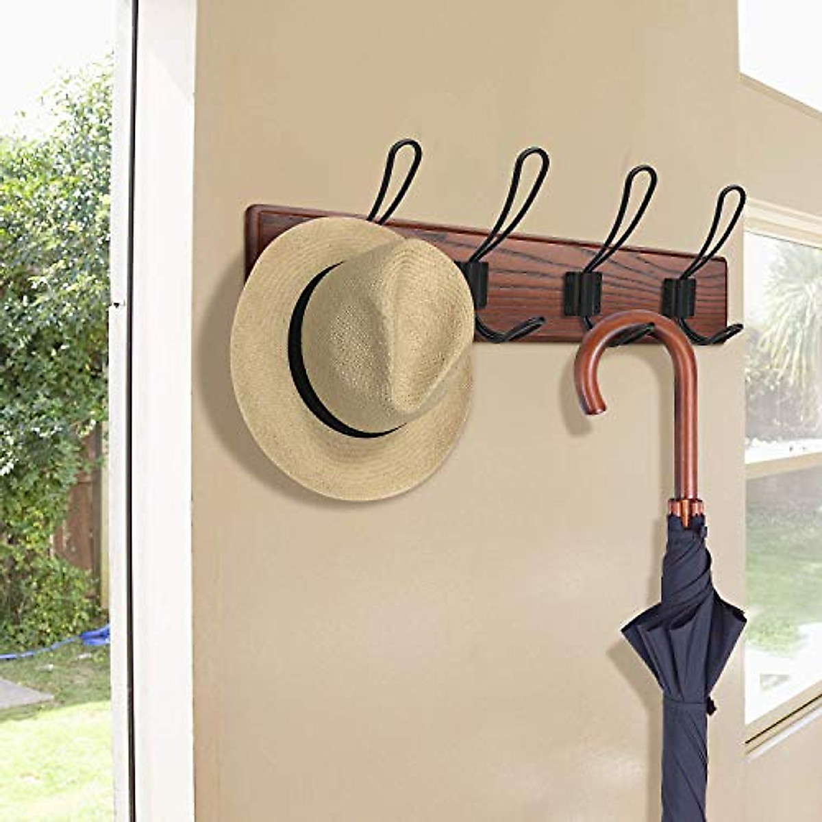 YIHATA Coat Hooks Wall Hooks, Heavy Duty Wall Mounted Black Coat Hooks with Double Prong Hooks, Hanging Hooks for Mudroom Hooks, Backpack Hooks, Hat Hook (14 Pack-A)