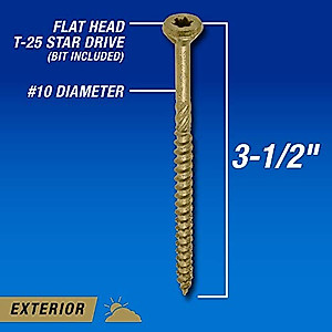 Power Pro Premium Exterior Wood Screws (#10 x 3-1/2") - 1000pc