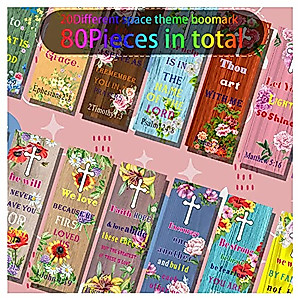 80 Packs Bible Verse Bookmarks with Full Scripture Christian Bookmarks for Women,Men,Book Lovers,Kids,Religious Gift for Reading Reward,Church Supplies