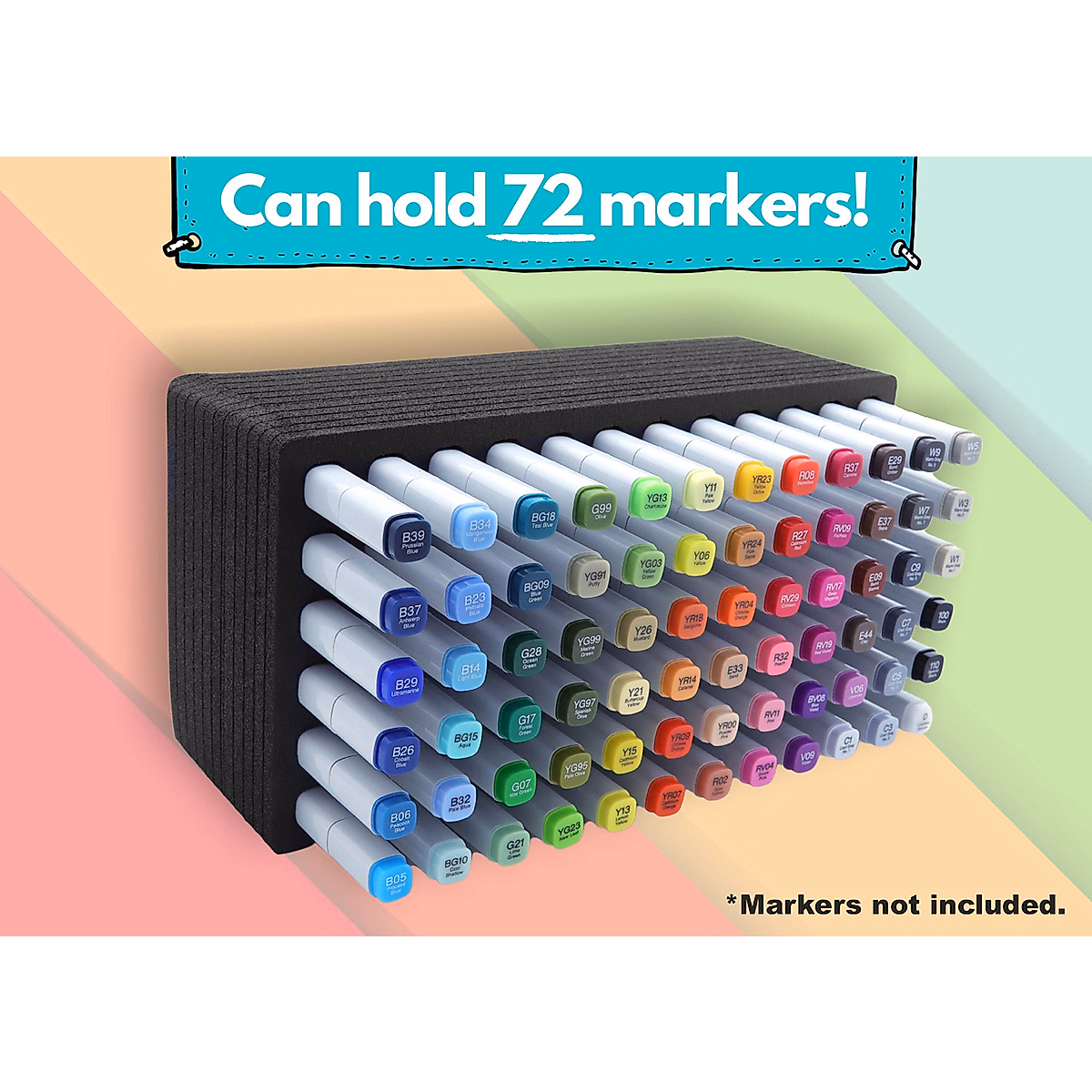 Polar Whale Art Marker Storage Tray Organizer Pen Pencil Brush Storage Design Stand Supply Horizontal Storage Non-Scratch Non-Rattle Washable Compatible with Copic and More Holds 72